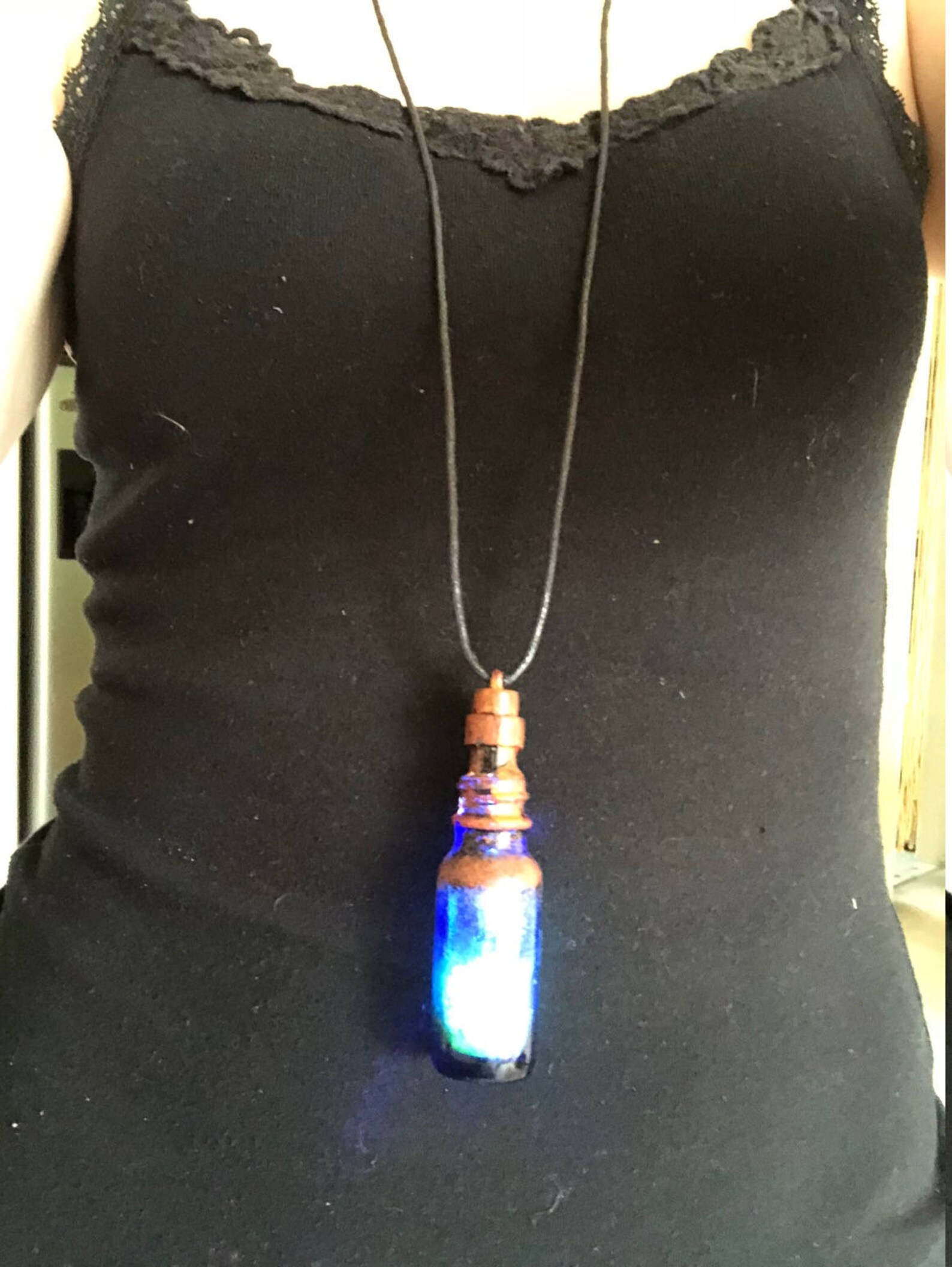Glowing Amulet Light-up Festival Necklace Post Apocalyptic Blue Glass ...