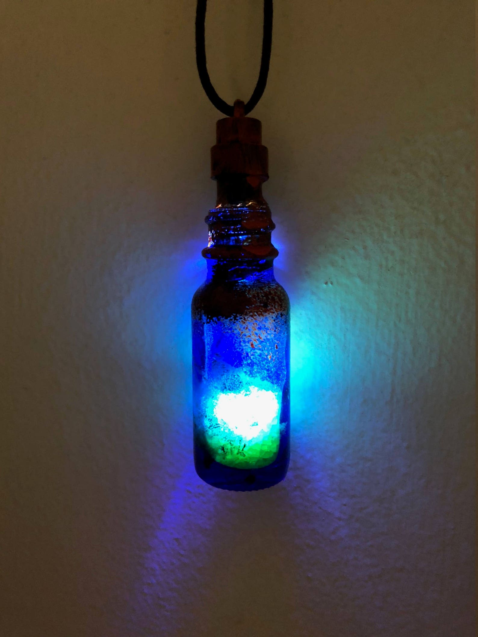 Glowing Amulet Light-up Festival Necklace Post Apocalyptic Blue Glass ...