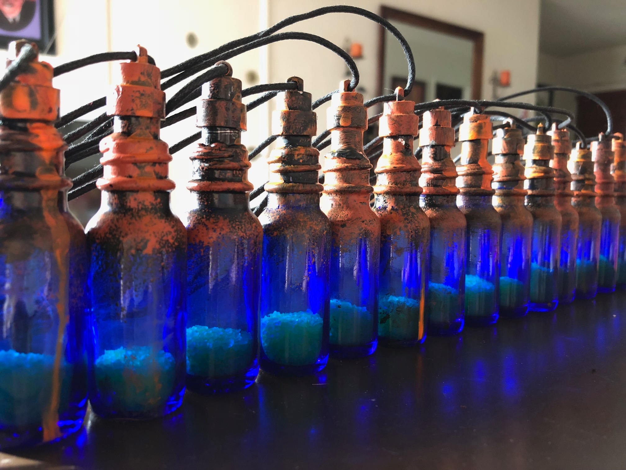 Glowing Amulet Light-up Festival Necklace Post Apocalyptic Blue Glass ...