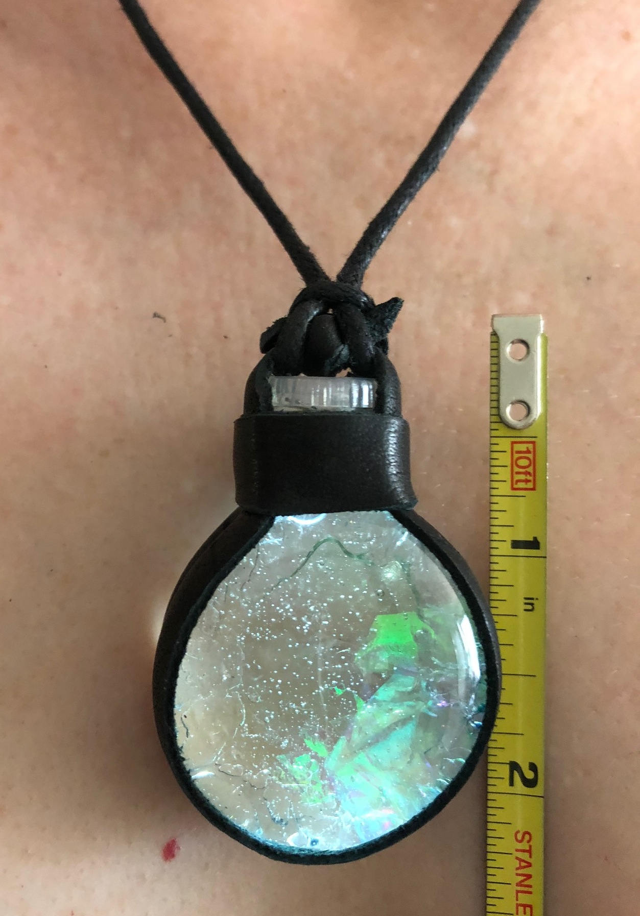 Glowing Opal Amulet Light-up Fauxpal Pendant Glass Translucent Rainbow ...