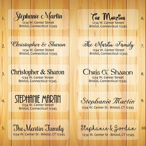 Clear Return Address Labels - Family Name 4, Wedding, Newlyweds, Sets ...