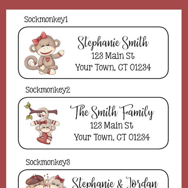 Sock Monkey Labels - Etsy