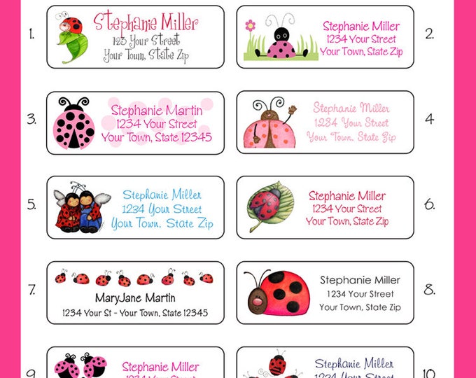 Ladybug Address Labels Custom Everyday Personalized Insect Lady Bug ...