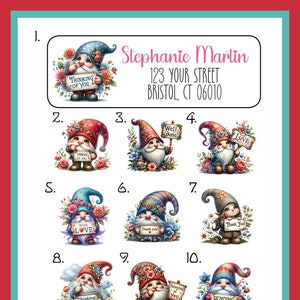 Personalized GREETING Garden GNOMES Address LABELS Sets of 30 Labels ...
