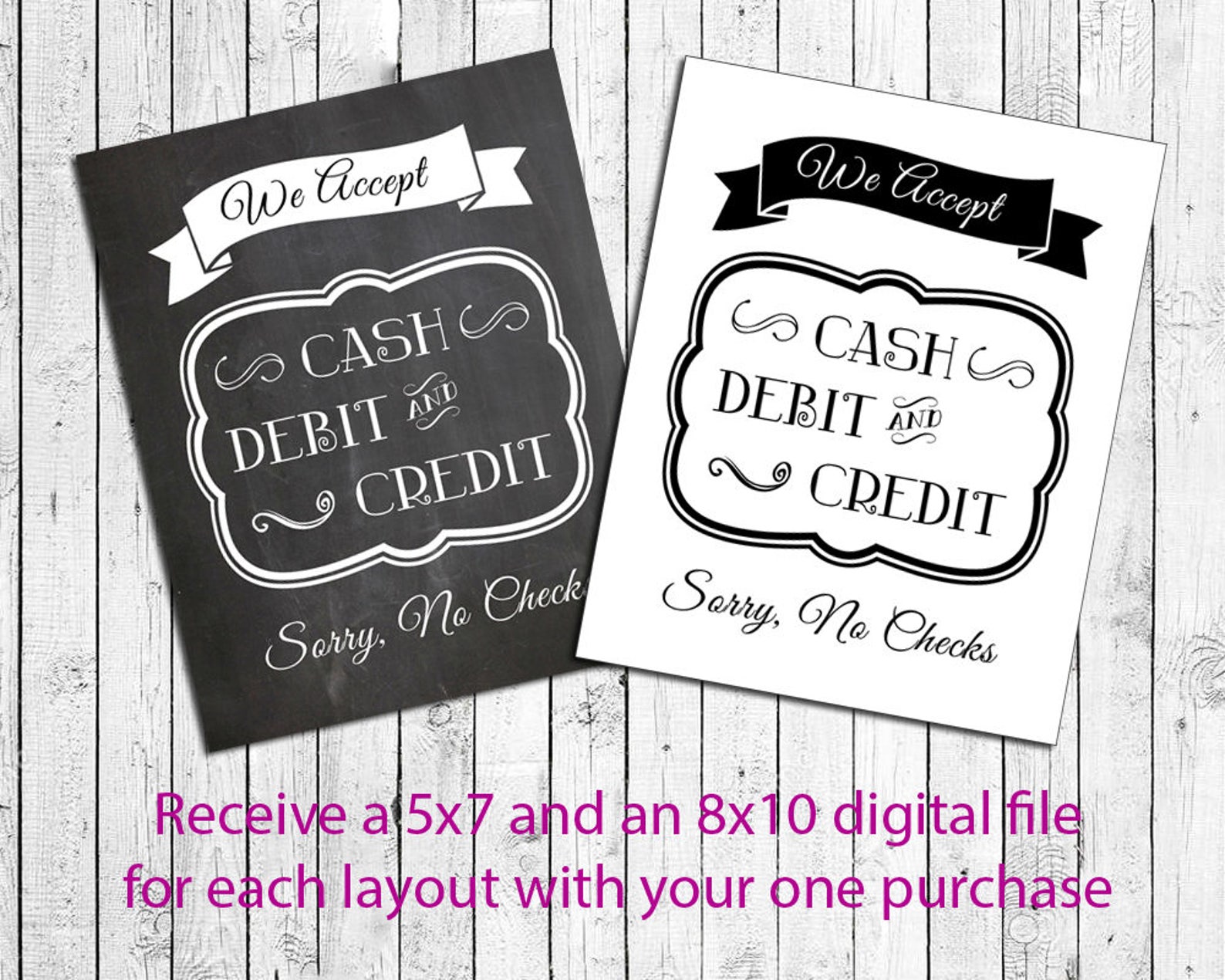 We Accept Cash, Debit and Credit, No Checks Instant Download Business ...
