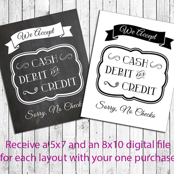 Credit Cards Only Sign - Etsy