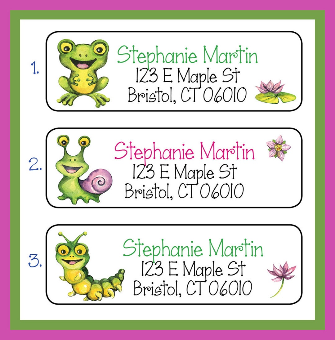 Cute FROG, SNAIL or CATERPILLAR Labels, Property Of, Address Labels ...