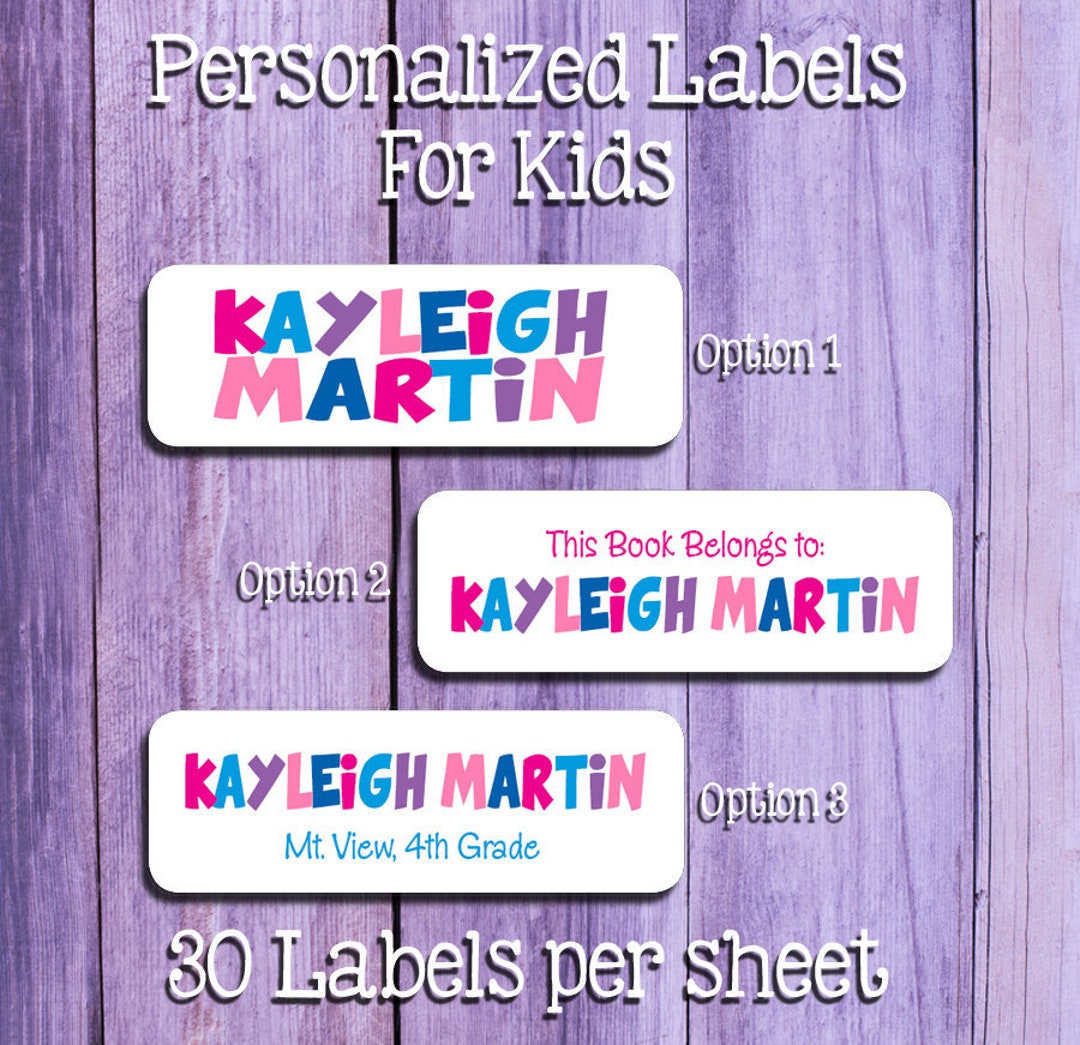 Labels for Kids, Back to School Supply Labels, Personalized, Book ...