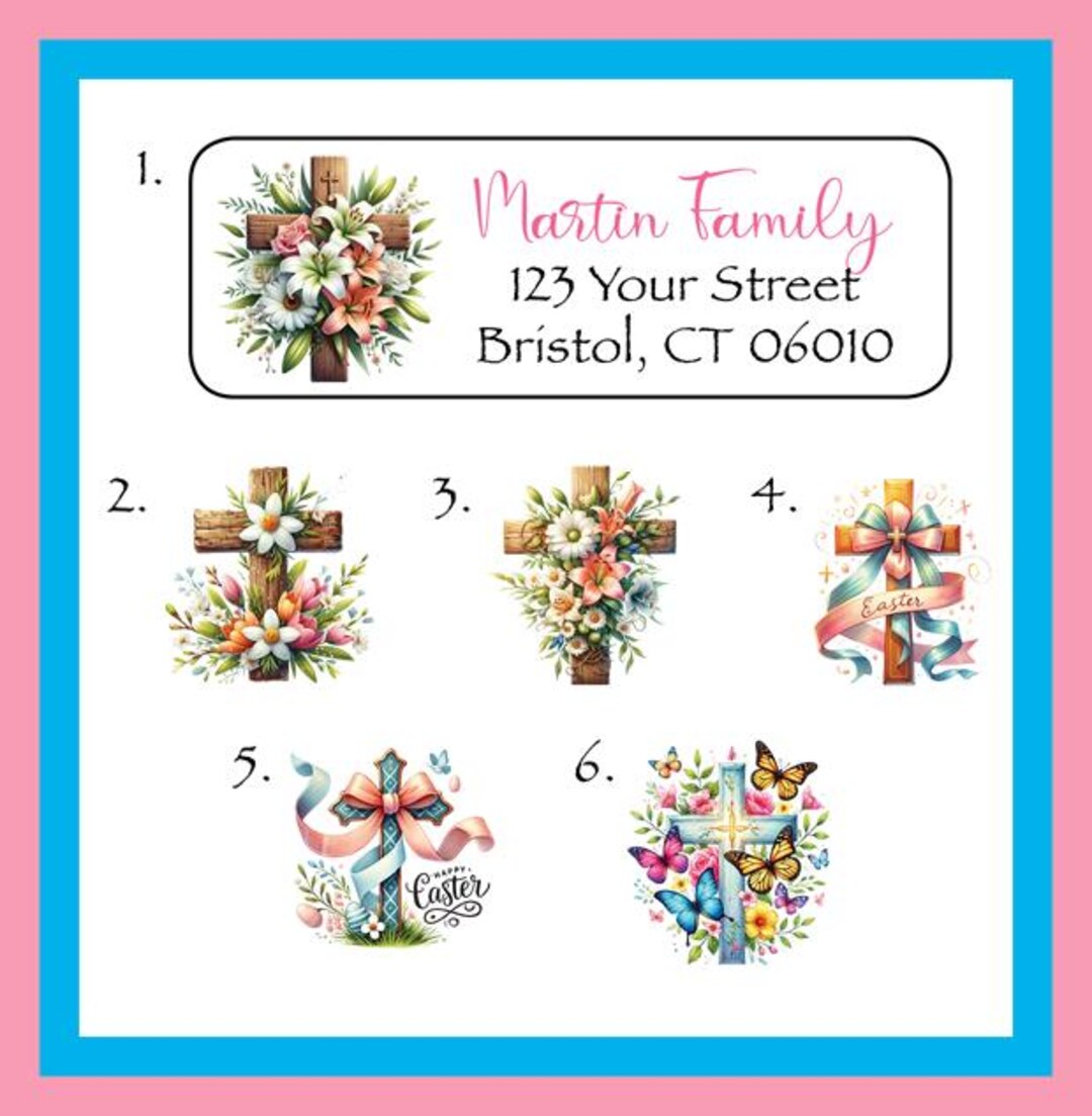 Easter Crosses Address Labels, 30 Return Personalized Address Labels ...