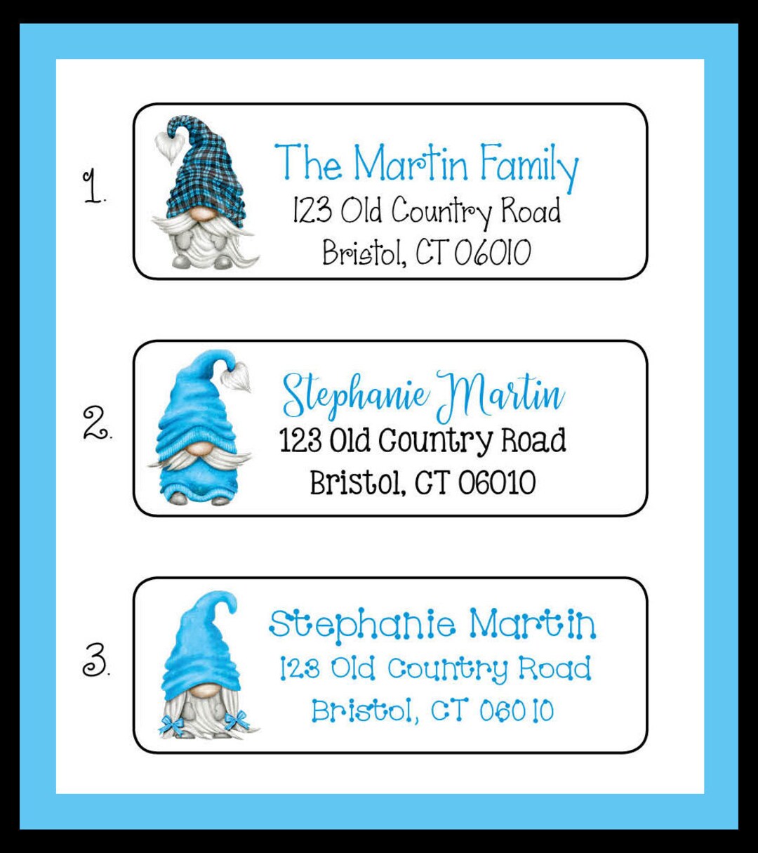 Cute Blue GARDEN GNOMES Labels, Property Of, ADDRESS Labels, Sets of 30 ...
