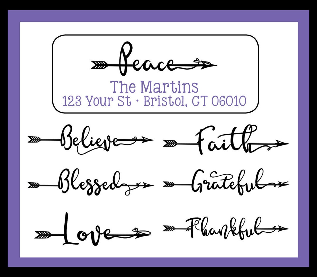 Personalized Arrow Words Address Labels: Faith, Peace, Love - Set of 30 ...