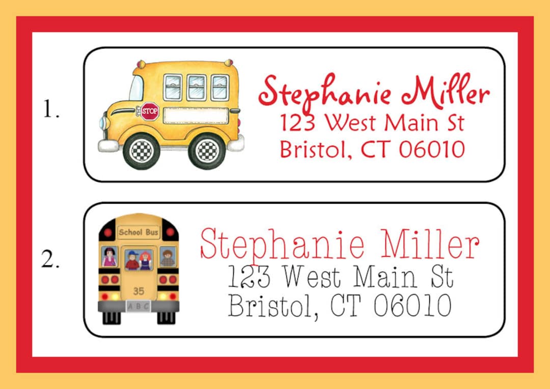 Personalized School Bus Address Labels - Set of 30 - Etsy