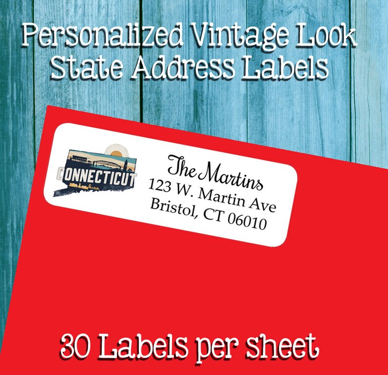 Personalized State Address Labels: Vintage Travel Design (set of 30) - Etsy