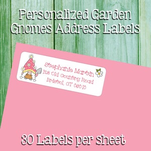GARDEN GNOMES Labels, Property Of, ADDRESS Labels, Sets of 30 ...