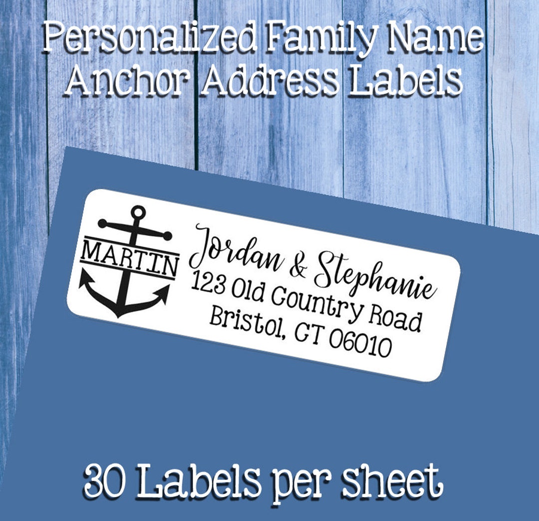 Personalized Monogram Anchor Return Address Labels, Ocean, Nautical ...