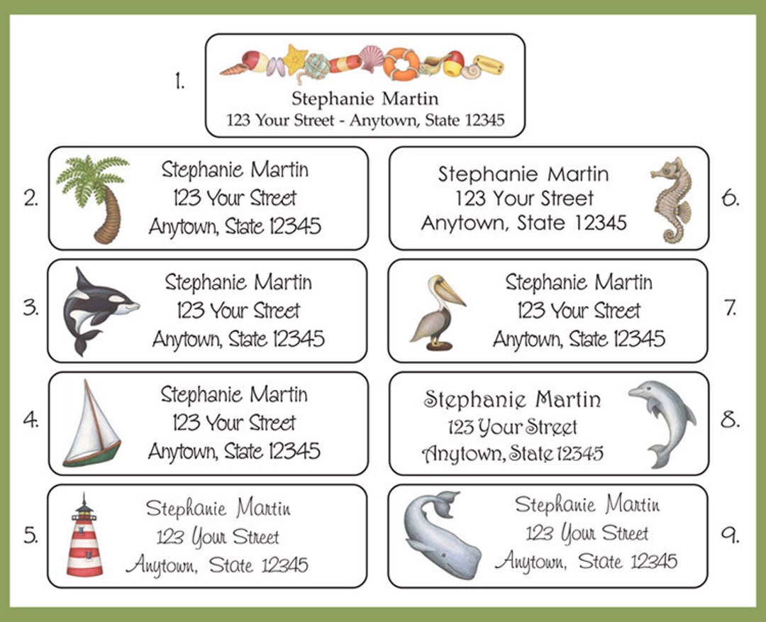 Seaside, Nautical Personalized Return Address Labels, Beach, Lighthouse ...