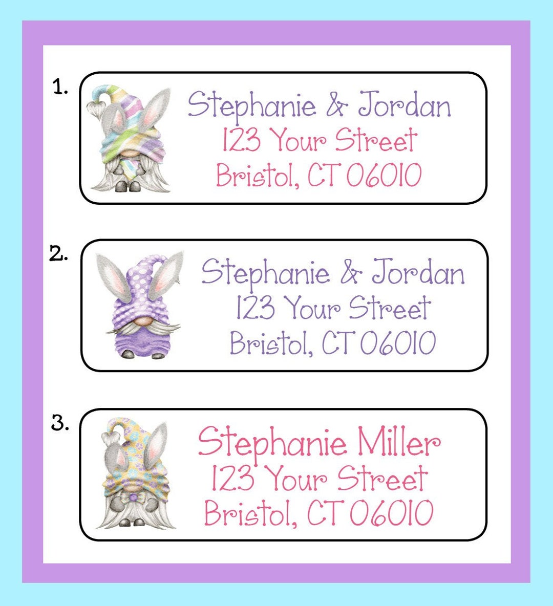 Cute EASTER Garden GNOMES Labels, Property Of, ADDRESS Labels, Sets of ...