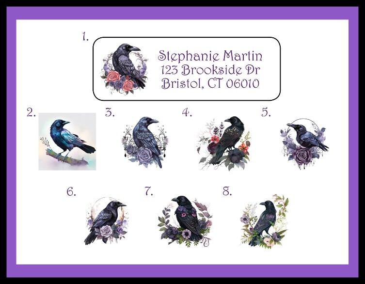 Gothic Crows & Ravens Return Address Labels - Personalized Black Bird ...