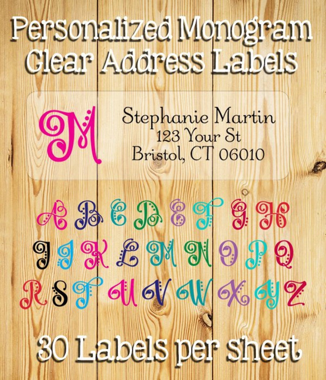 CLEAR Personalized Return ADDRESS Labels - Monogram, Initial, Wedding ...