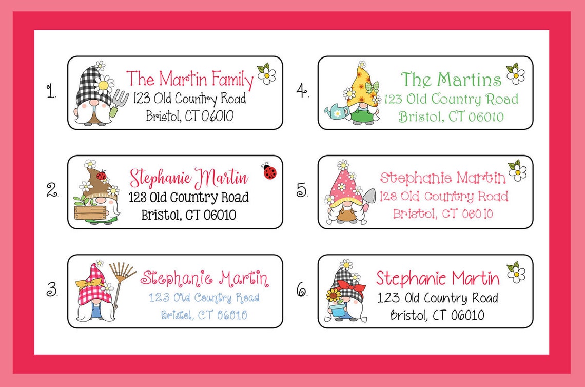 GARDEN GNOMES Labels Property Of ADDRESS Labels Sets of 30 | Etsy