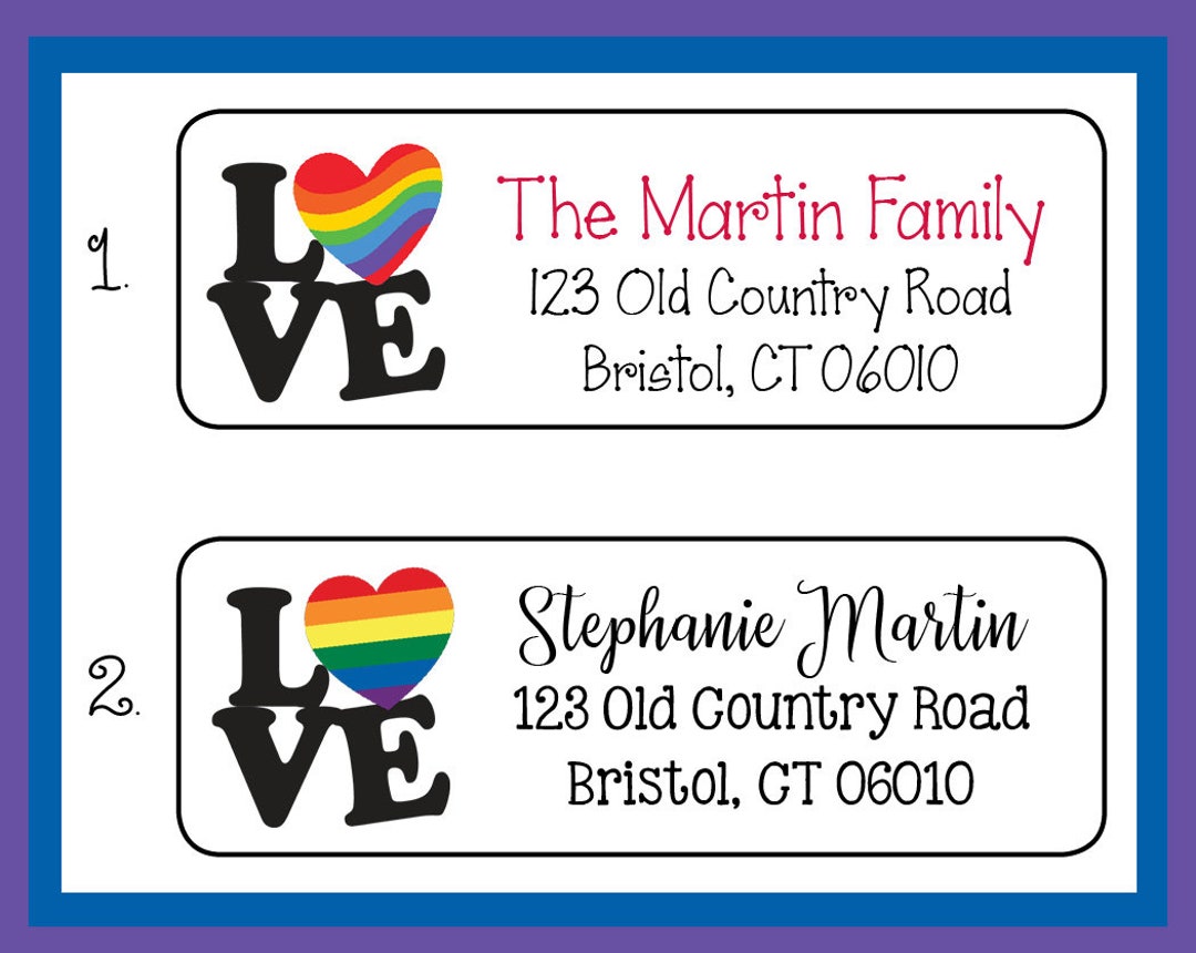 Personalized Rainbow Heart Address Labels - Pride Love Set of 30 - Etsy