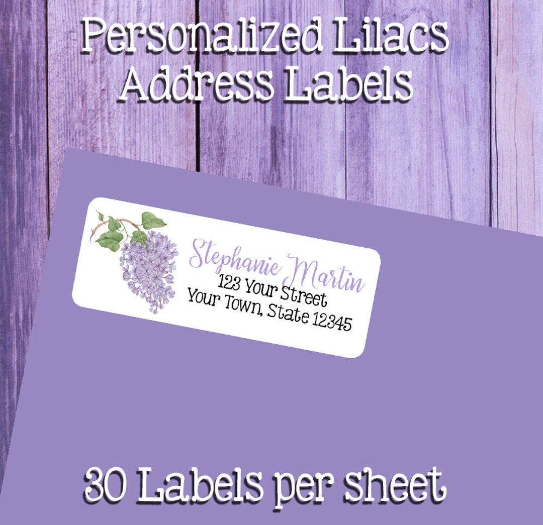 Lilacs Address Labels And/or Matching Seals, Sets of 30, Personalized ...