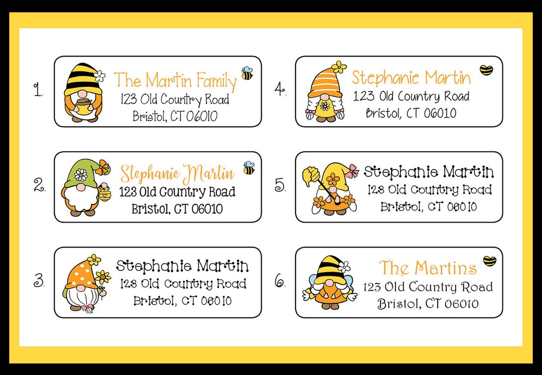 BEE Garden GNOMES Labels, Property Of, ADDRESS Labels, Sets of 30 ...