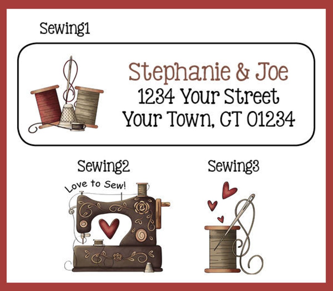 Sewing Love Address Labels, Personalized Sewing Machine Return Address ...