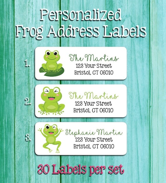 Cute FROGS Labels Property Of ADDRESS Labels Sets of 30 | Etsy