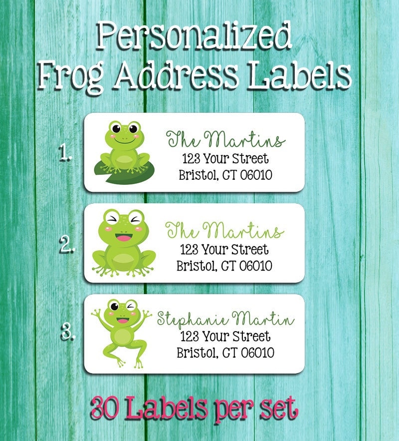 Cute FROGS Labels Property Of ADDRESS Labels Sets of 30 | Etsy
