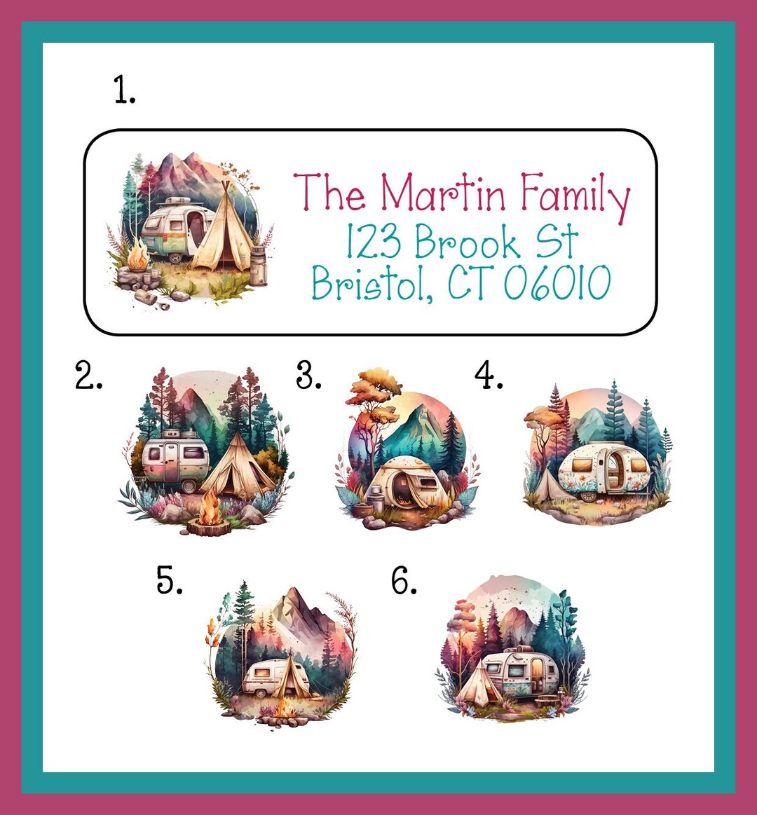 Camping Scenes Personalized Return Address Labels - Set of 30 - Etsy