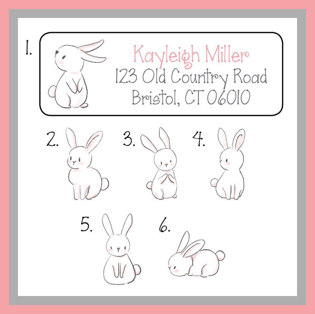 Cute BUNNIES ADDRESS Labels, BUNNY Rabbit, Sets of 30, Personalized - Etsy