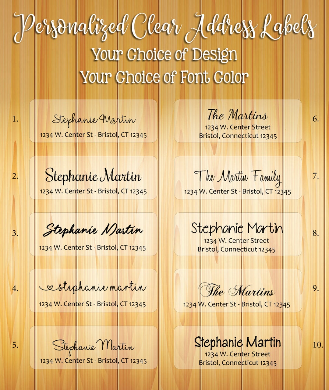 Personalized Clear Return Address Labels - Family Name 2, Wedding ...