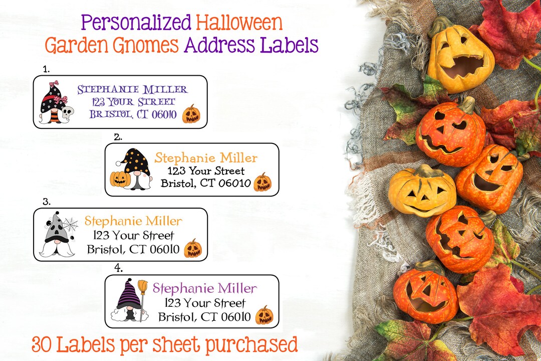 HALLOWEEN GARDEN GNOMES Labels Property Of Address Labels - Etsy