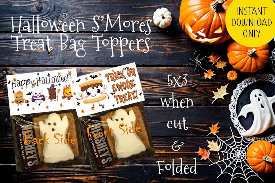 Halloween S'mores Treat Bag Toppers: Printable Boo Bag Tags (PDF ...