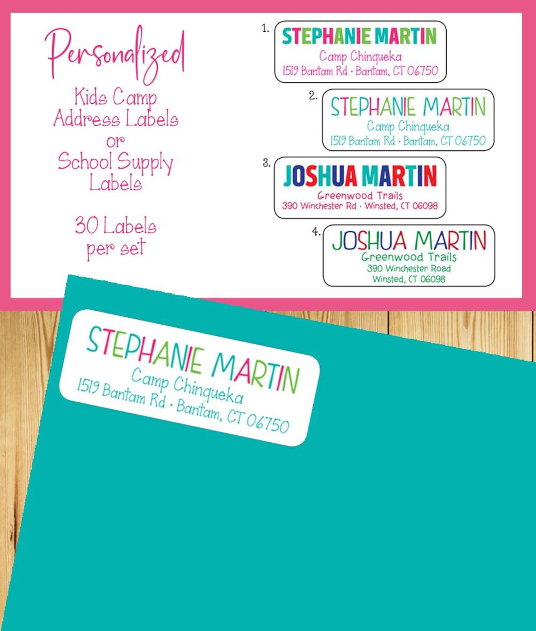 Personalized Camping Kids Labels: School & Camp Name Stickers - Set of ...