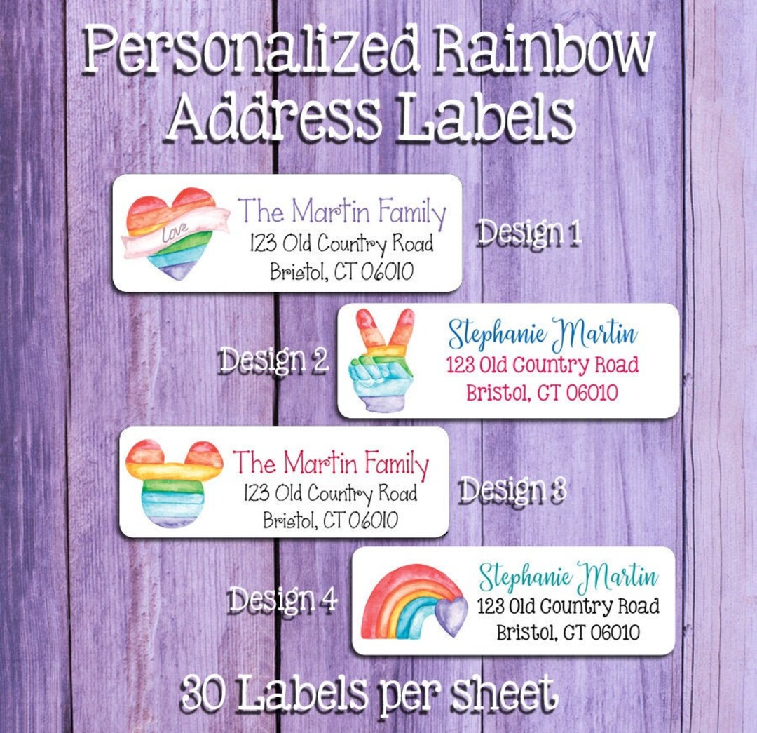 RAINBOW Design Labels, Property Of, ADDRESS Labels, Sets of 30 ...