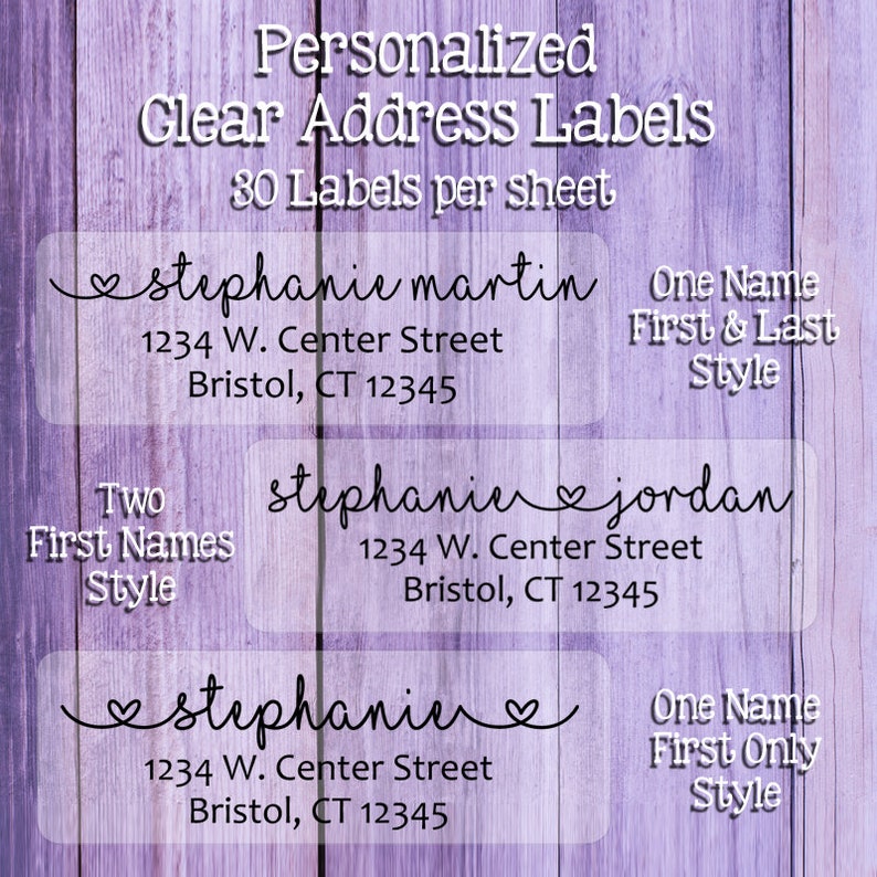 Personalized Clear Address Labels With Heart: Return Mailing Stickers ...