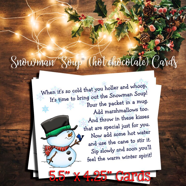 Instant Download SNOWMAN SOUP Label for Your Hot Chocolate - Etsy