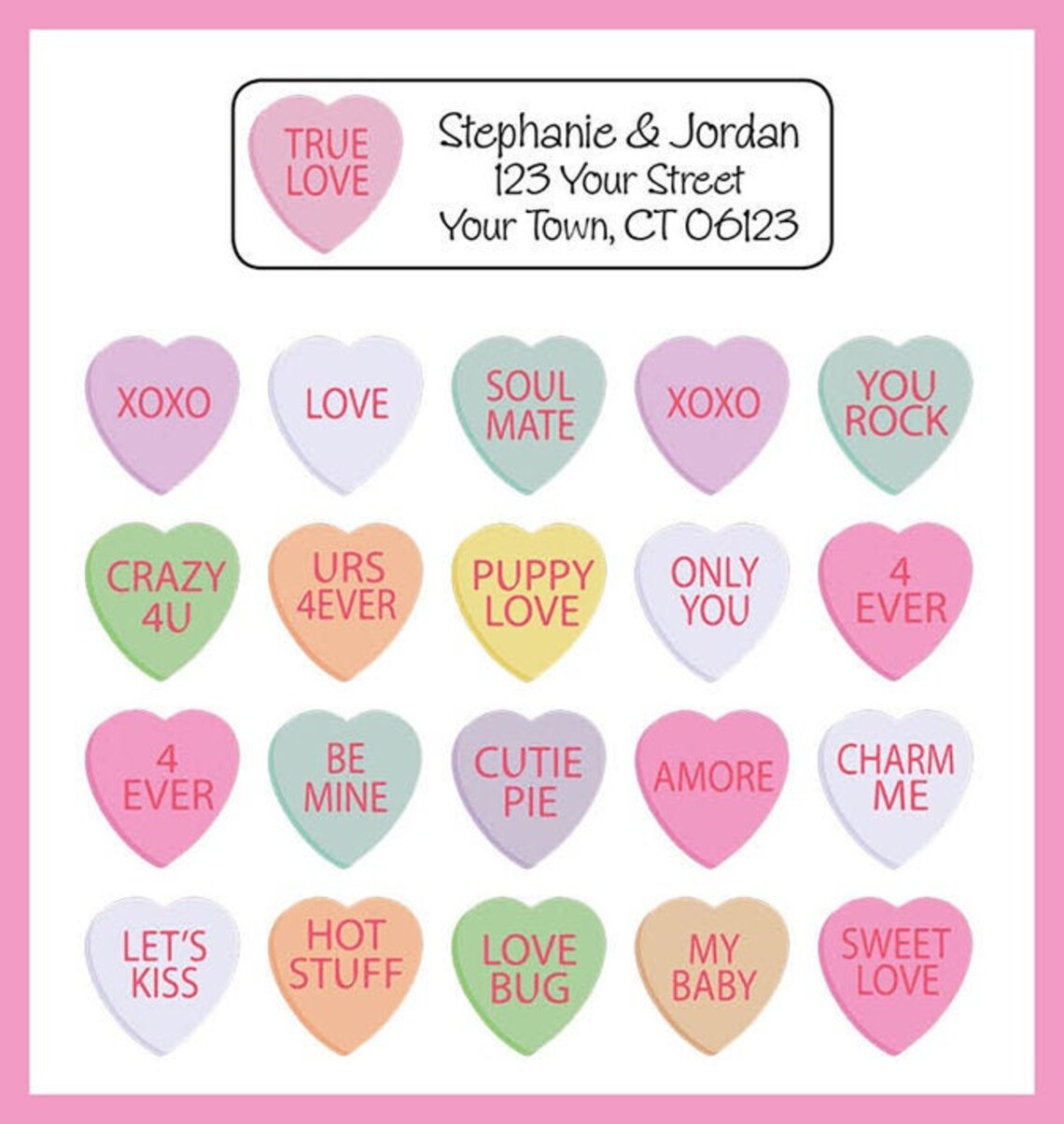 VALENTINE'S DAY Conversation Hearts Address LABELS 30 - Etsy