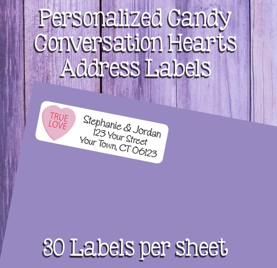 VALENTINE'S DAY Conversation Hearts Address LABELS 30 | Etsy