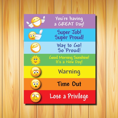 Printable BEHAVIOR CHART for Kids Color Coded Emojis 8x10 - Etsy