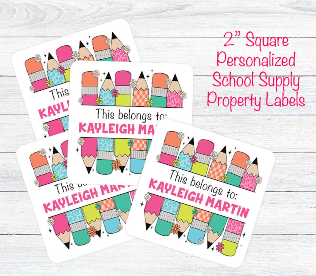 Custom Cute PENCIL Design Name Labels for SCHOOL SUPPLIES, Name Label ...