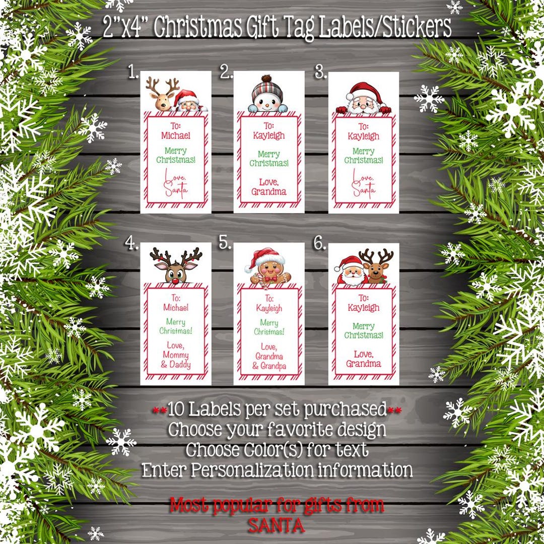 Personalized Santa Gift Tags, Labels for Kids or Anyone - Personalized ...