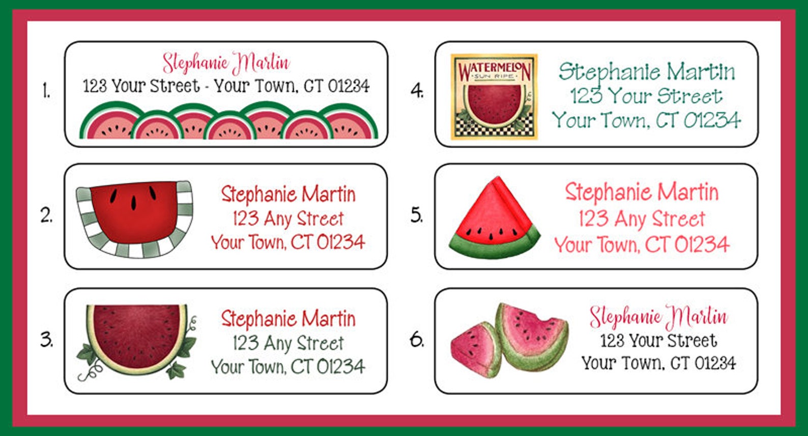 WATERMELONS Return ADDRESS Labels Sets of 30 Watermelon - Etsy