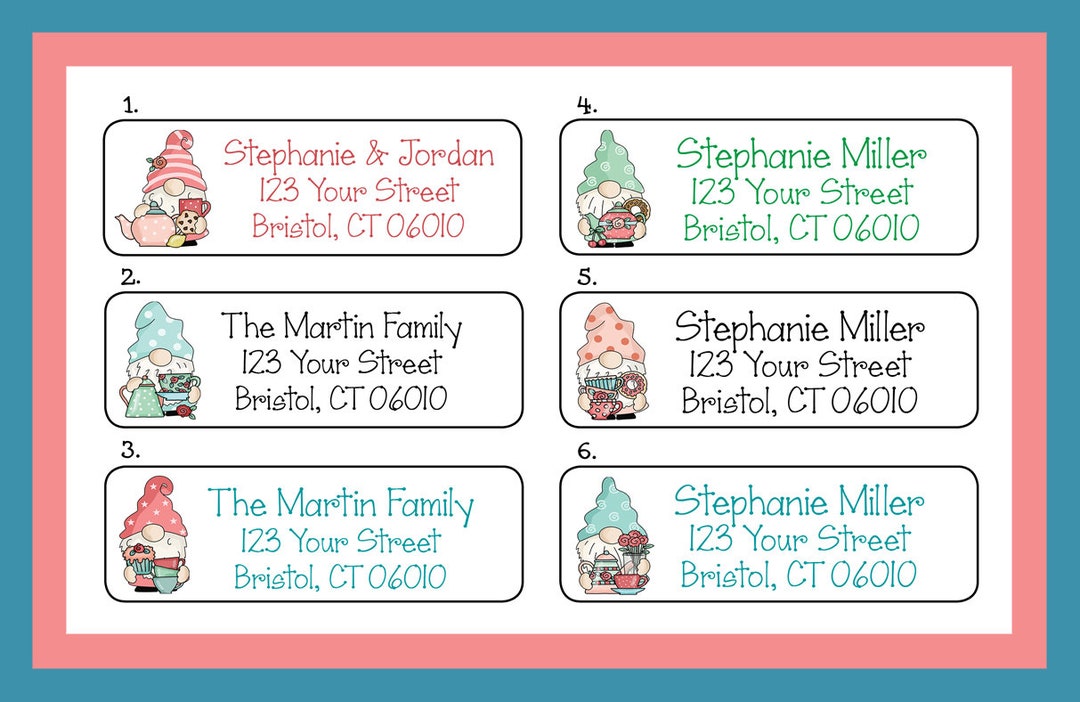 Tea Time Garden Gnome Personalized Address Labels (sets of 30) - Etsy
