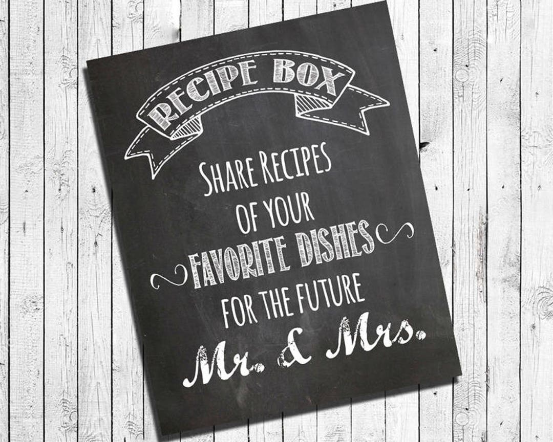 Recipe Box Sign for Bridal Shower, Instant Download 8x10 Printable ...