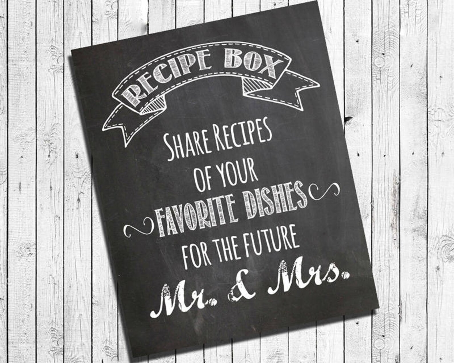 RECIPE BOX Sign for Bridal Shower Instant Download 8x10 | Etsy