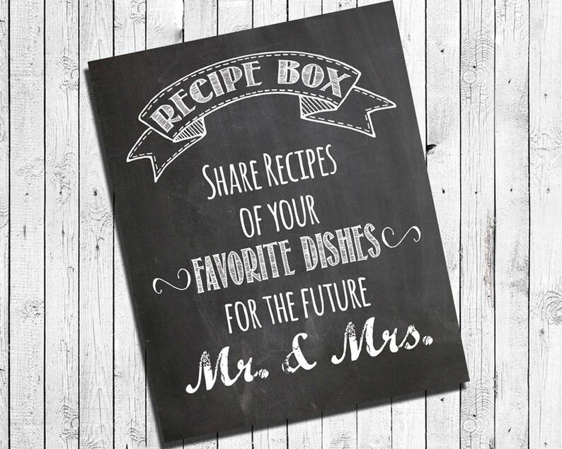 RECIPE BOX Sign for Bridal Shower Instant Download 8x10 | Etsy