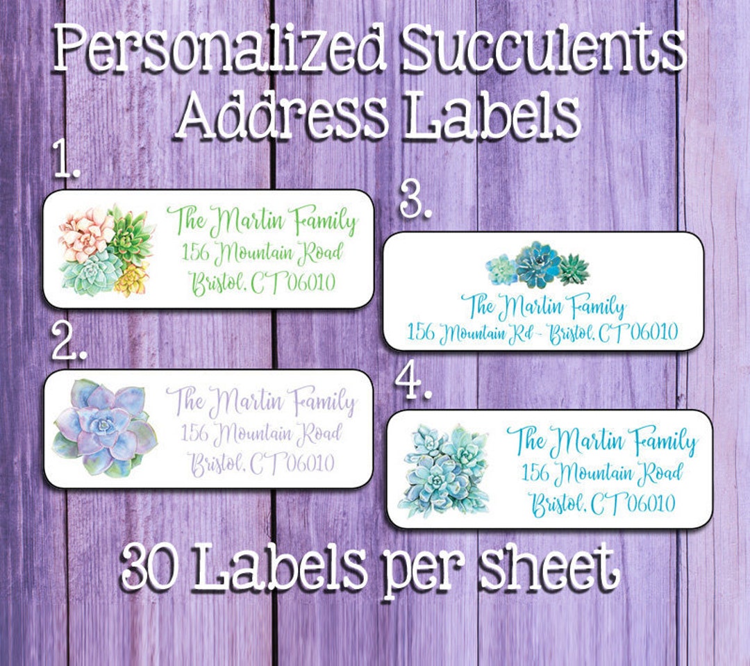 Succulent Designs Return Address Labels, Personalized, Succulents, Sets ...